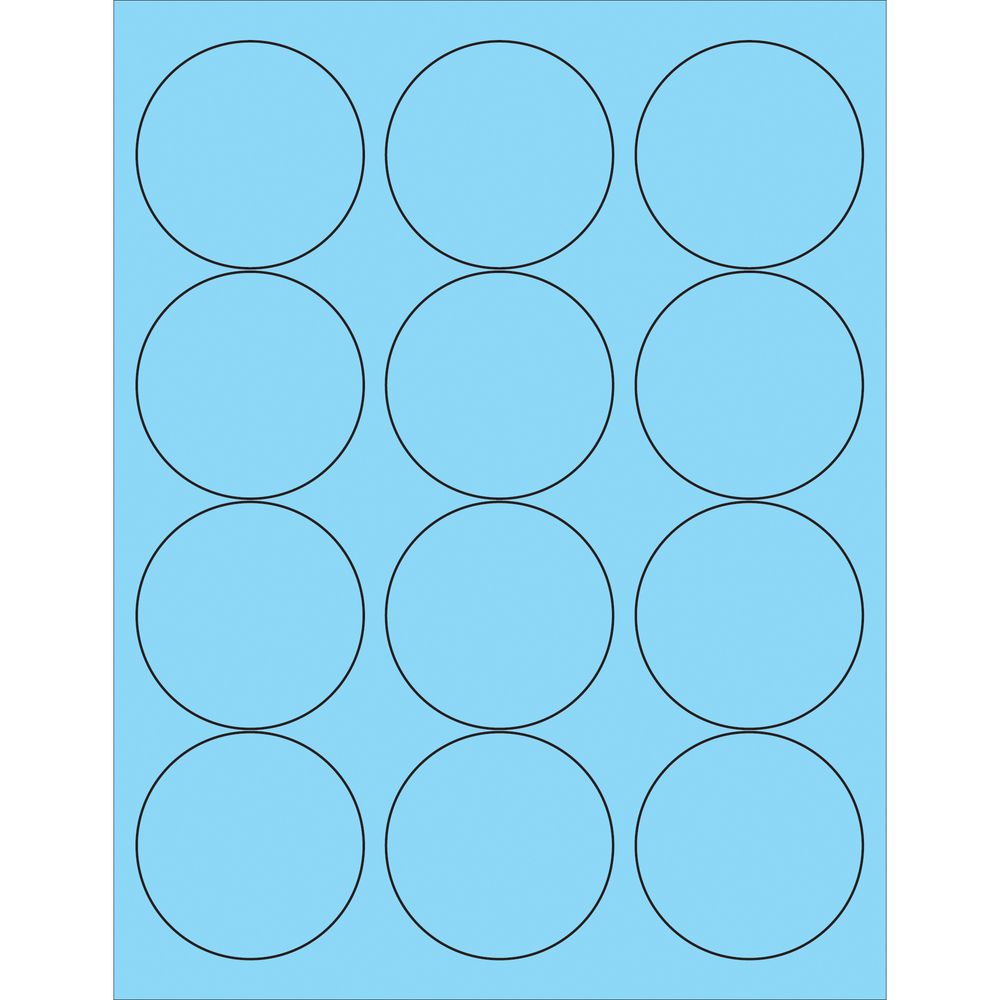 2 1/2" Fluorescent Pastel Blue Circle Laser Labels