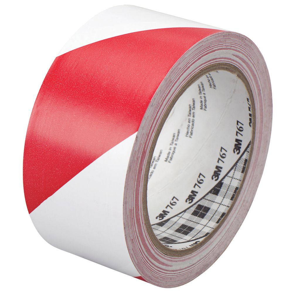2" x 36 yds. Red/White 3M Safety Stripe Vinyl Tape 767