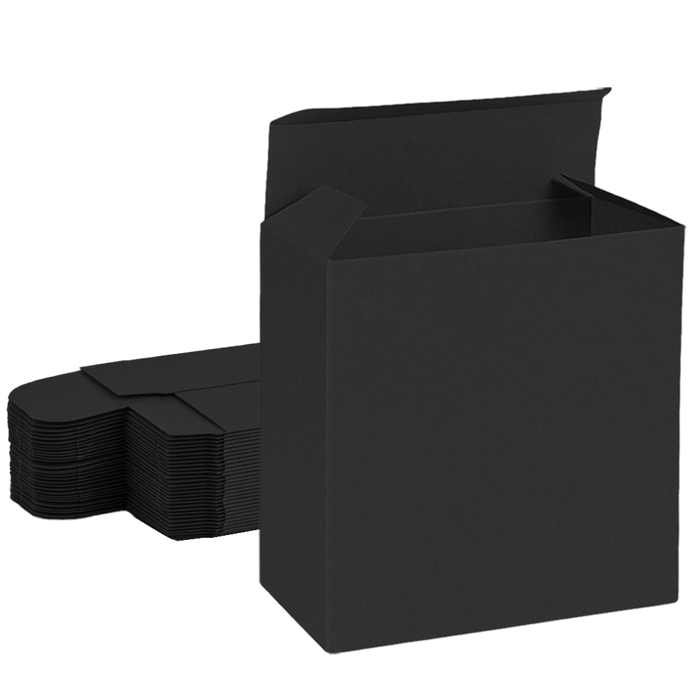 All Black Reverse Tuck Boxes 4x1x4 | Luxury Black Gift Box