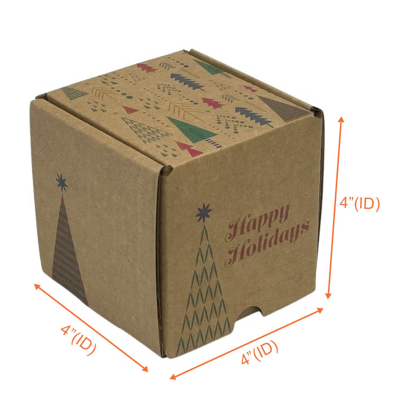Christmas Mailer Box (Kraft) - 4x4x4"