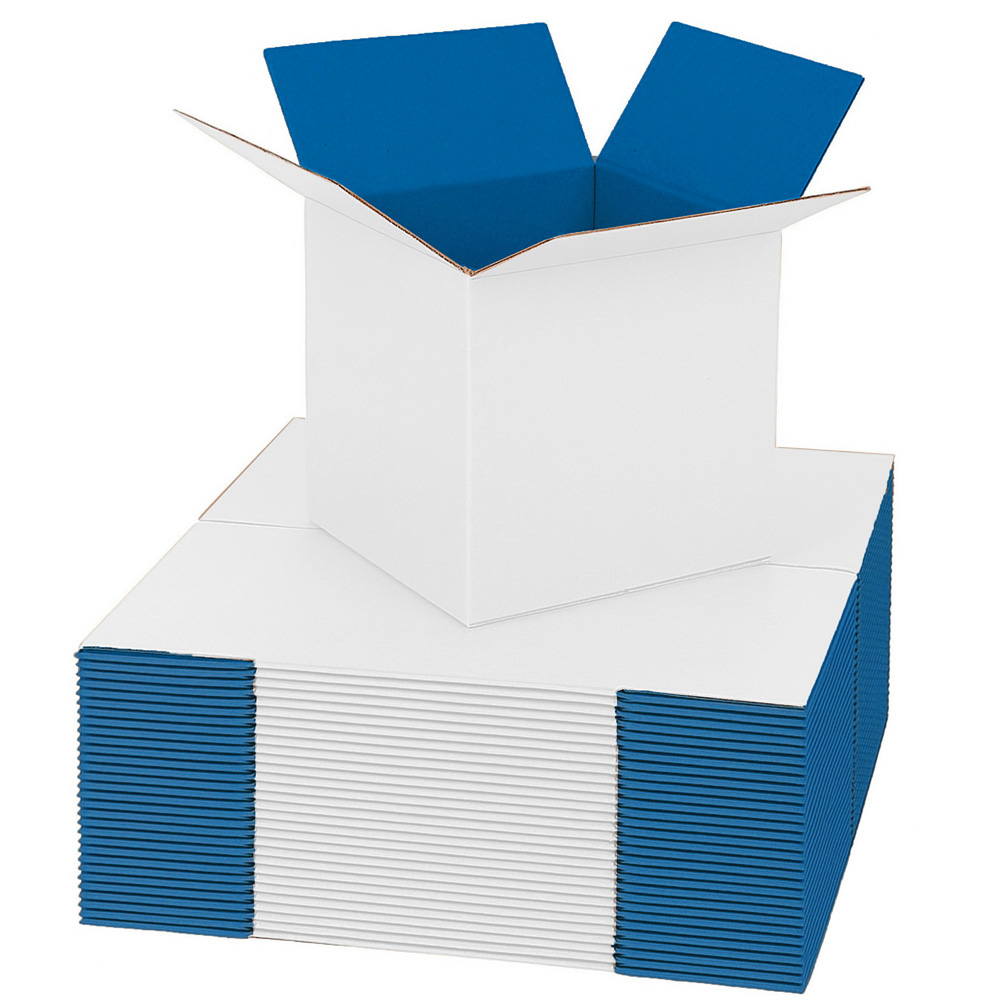 Blue Color Shipping Box (White Outside) - 11 x 11 x 11" | Eco-Friendly ...
