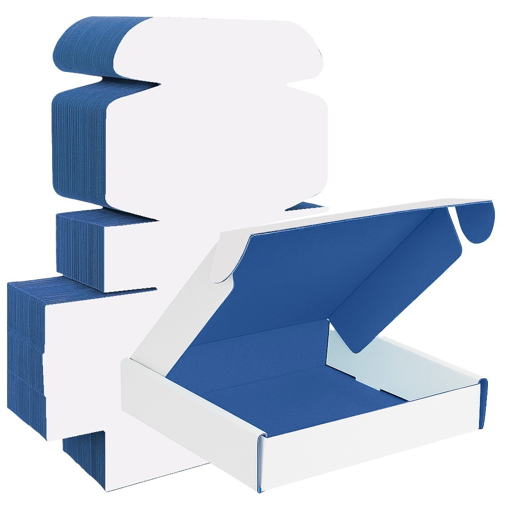 High-Quality Blue Mailer Box (White Outside) - 24 x 18 x 4" for Secure ...