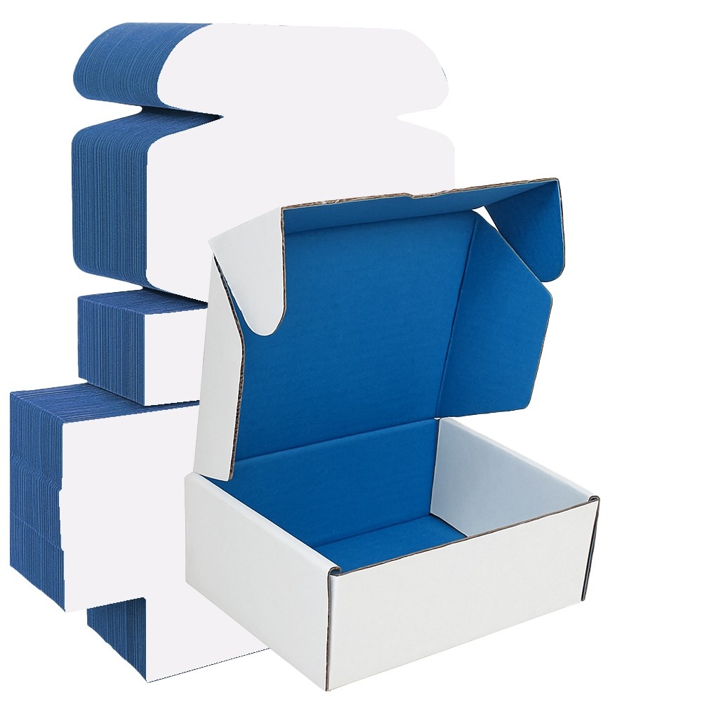 High-Quality Blue Mailer Box (White Outside) - 14 ½ x 7 ¼ x 5" for ...