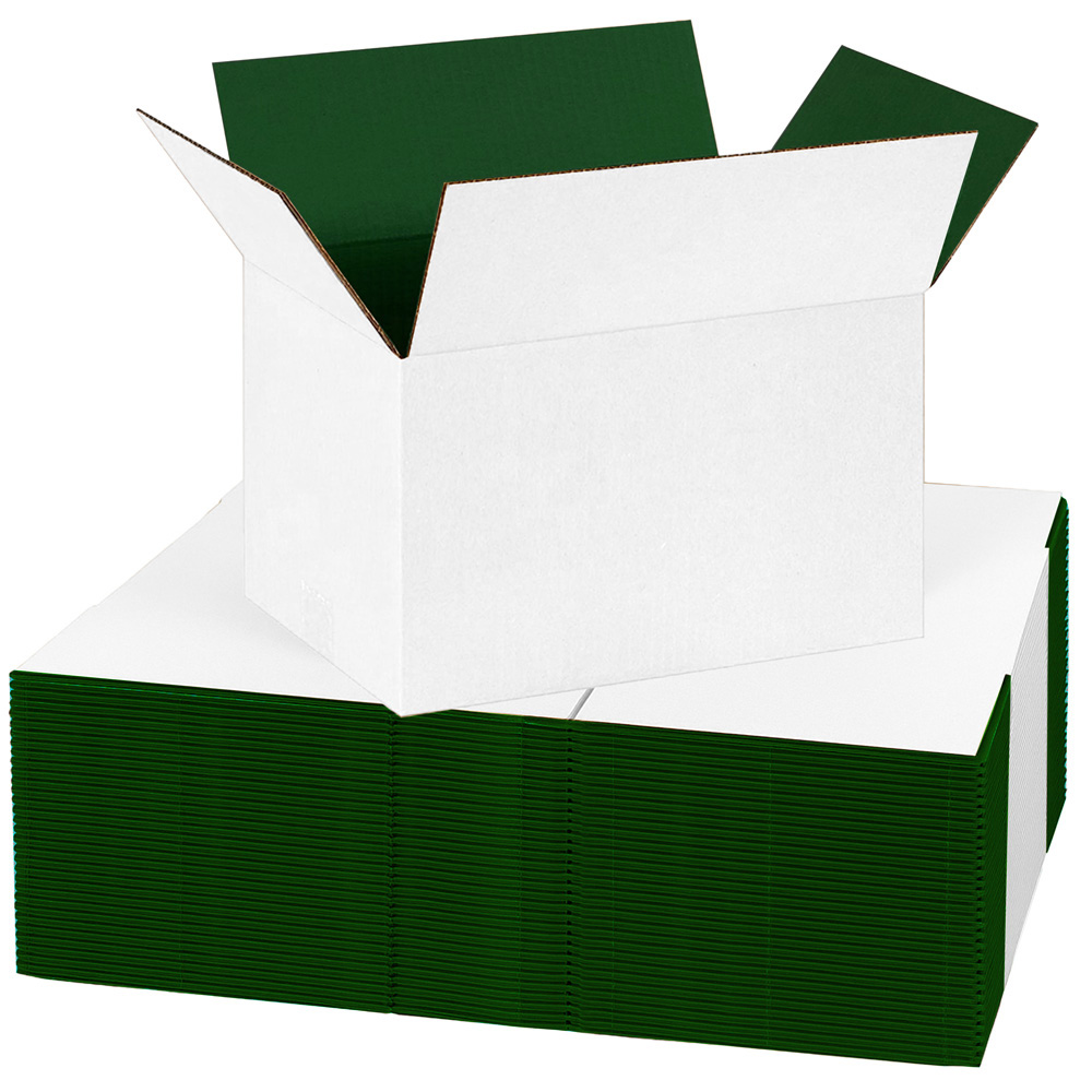Green Color Shipping Box (White Outside) - 9 x 9 x 4" | Fragile ...