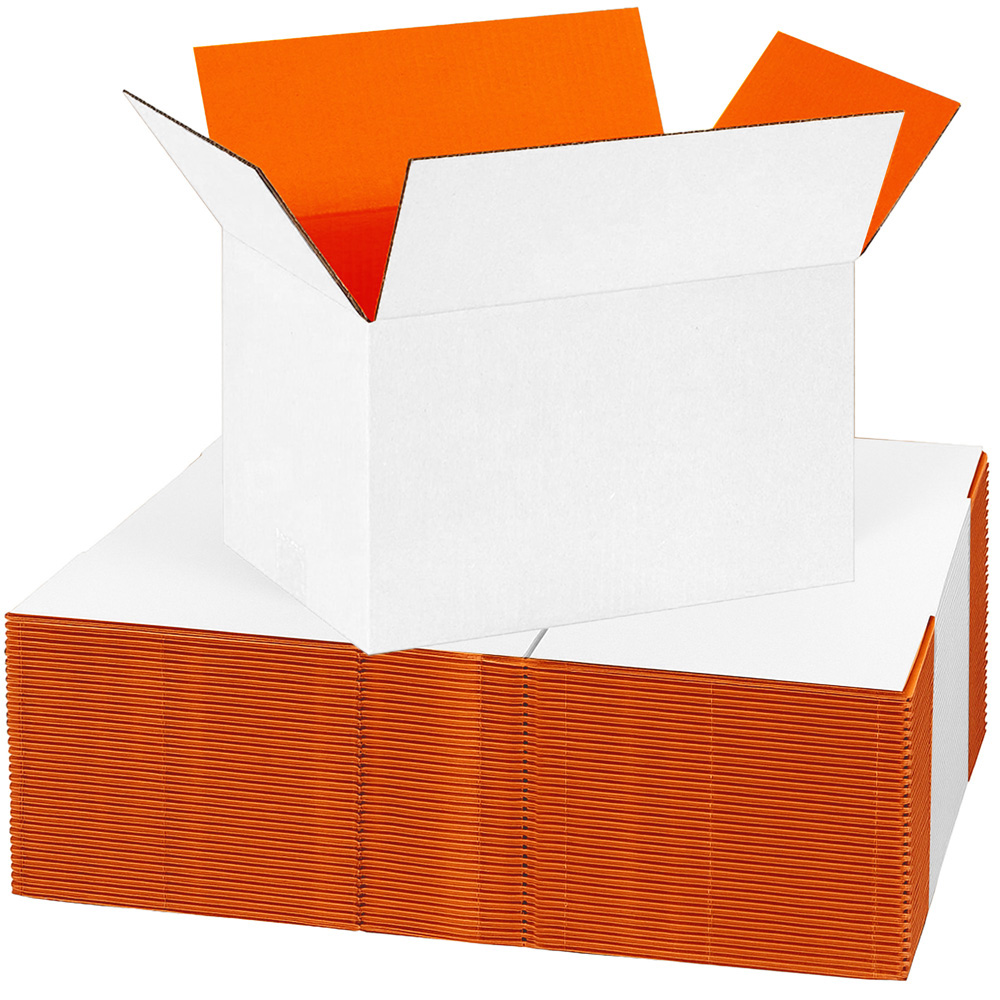 Orange Shipping Box (White Outside) 6x4x4" | Color Shipping Box