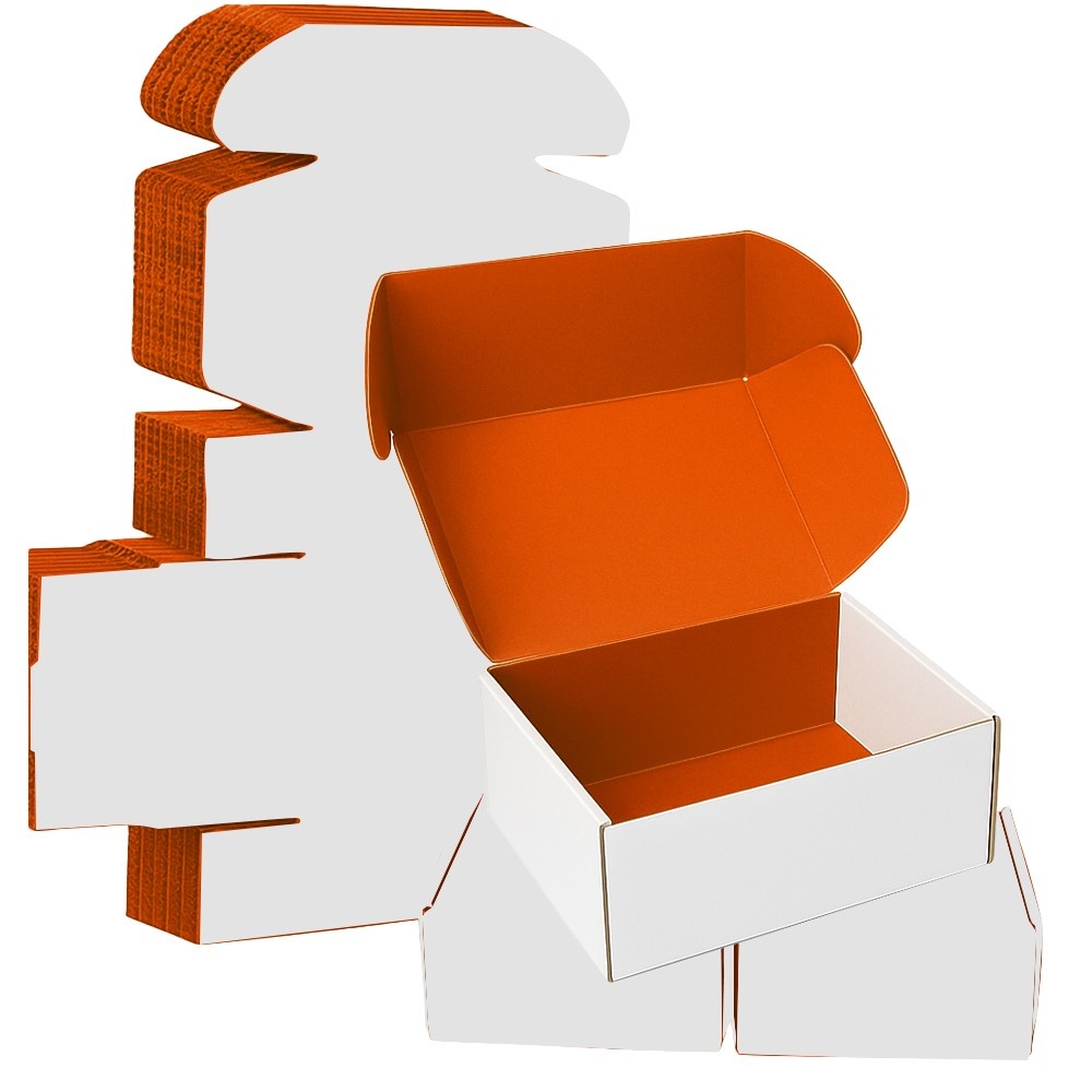 Orange Color Mailer Box (White Outside) - 6 x 6 x 6" | Cardboard Mailer Box