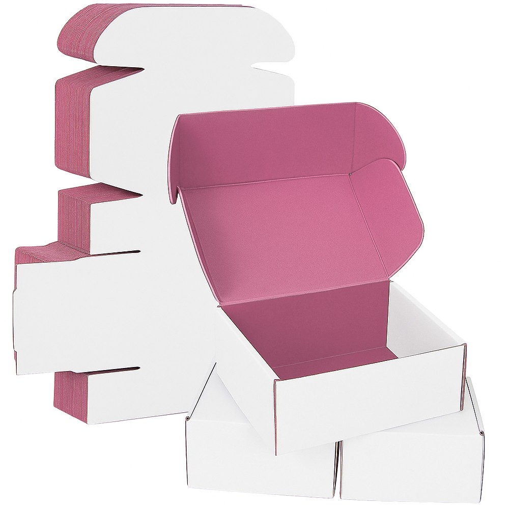 Pink Mailer Box (White Outside) 4x4x4" | Tuck-Top Mailer Box