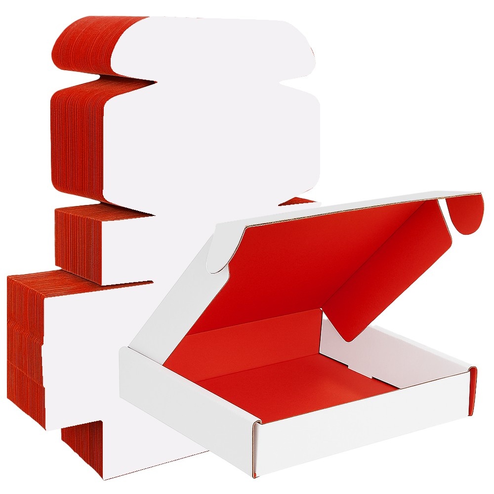 Red Color Mailer Box (White Outside) - 4 x 4 x 3" | Corrugated Mailer Box
